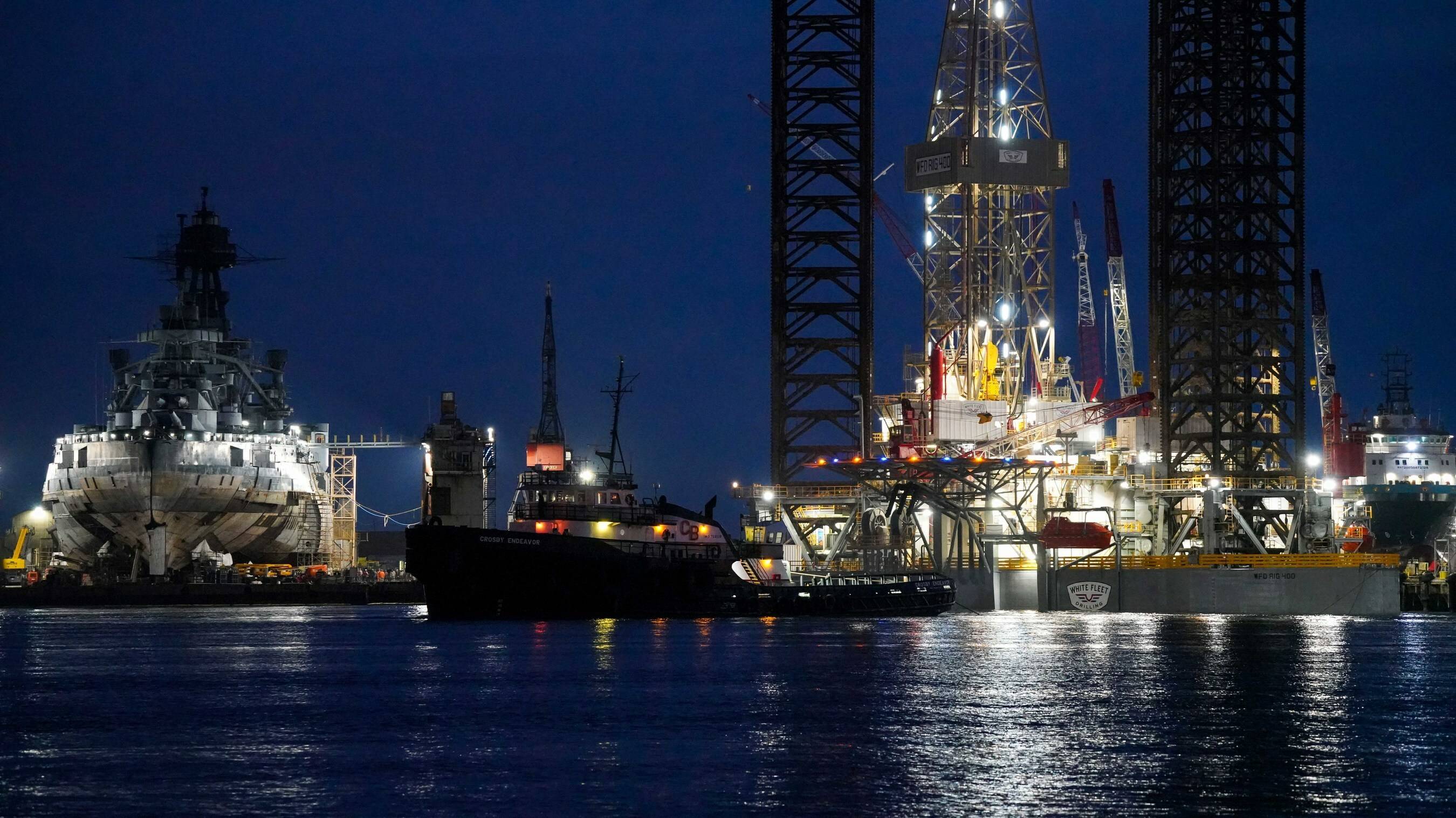 Oil Platforms At Night