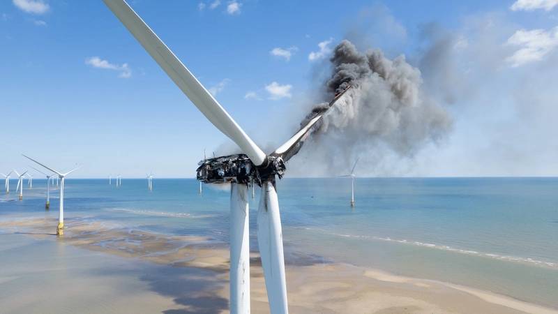 VIDEO: Offshore Wind Turbine Catches Fire in UK